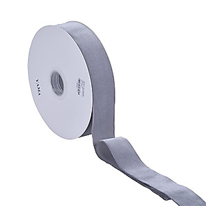 YAMA 1-1/2 Inch Wide Velvet Ribbon, 15 Yard Velvet Ribbon, Single Face Ribbon for Choker, Hair Accessories, Wreaths, Bouquets, Gift Wrapping, DIY Craft, Metal Grey