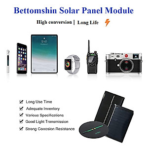 Bettomshin 5Pcs 1.5V 0.65W Mini Solar Panels Cells, Polycrystalline Solar Cells Micro Solar Panel Module for Light Electric Toys Solar Battery Charger DIY Solar Syatem Kits (3.15" x 1.18"/80mm x 60mm)