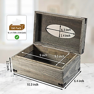 MyGift Rustic Gray Solid Wood Tissue Box Holder Rectangular Cover, Decorative Bathroom Facial Tissue Box Holder with Hinged Lid