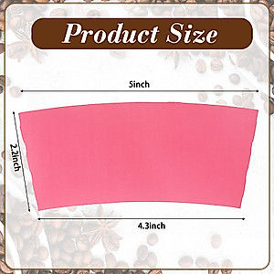 50 Pcs Coffee Sleeves Disposable Corrugated Kraft Paper Cup Sleeve Holder Protective Insulated Heat Espresso Coffee Cup Holder Fits 12, 16, 20, 22, 24 oz Hot Cold Drinks Cups(Pink)