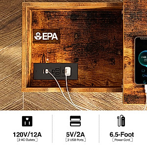 Rolanstar End Table with Charging Station, Narrow Nightstand, Flip Top Side Table with USB Ports and Storage Shelves for Small Spaces, Living Room, Bedroom, Black