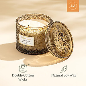 LA JOLIE MUSE Amber Candle, Scented Candles for Home, Large 2-Wick Soy Candles, Candle Gifts for Women & Men, Luxury Jar Candles, 60 Hours Long Burning, Sahara Ambre, 12oz