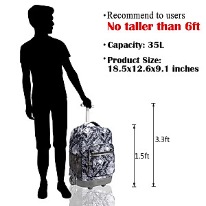 WEISHENGDA 18 inches Wheeled Rolling Backpack for Boys and Girls School Student Books Laptop Travel Trolley Bag, Gray