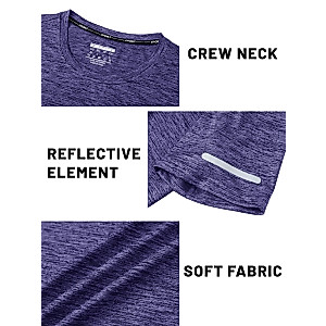 TACVASEN Purple Athletic Shirts for Men - Short Sleeve Dry Fit Workout Running Gym Quick Dry Polyester Shirts