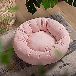 KASENTEX Dog Bed, Round Dog Beds for Medium/Large Dogs, Donut Dog Bed and Cat Bed Anti Slip and Machine Washable (Pink 27x27 Inches)