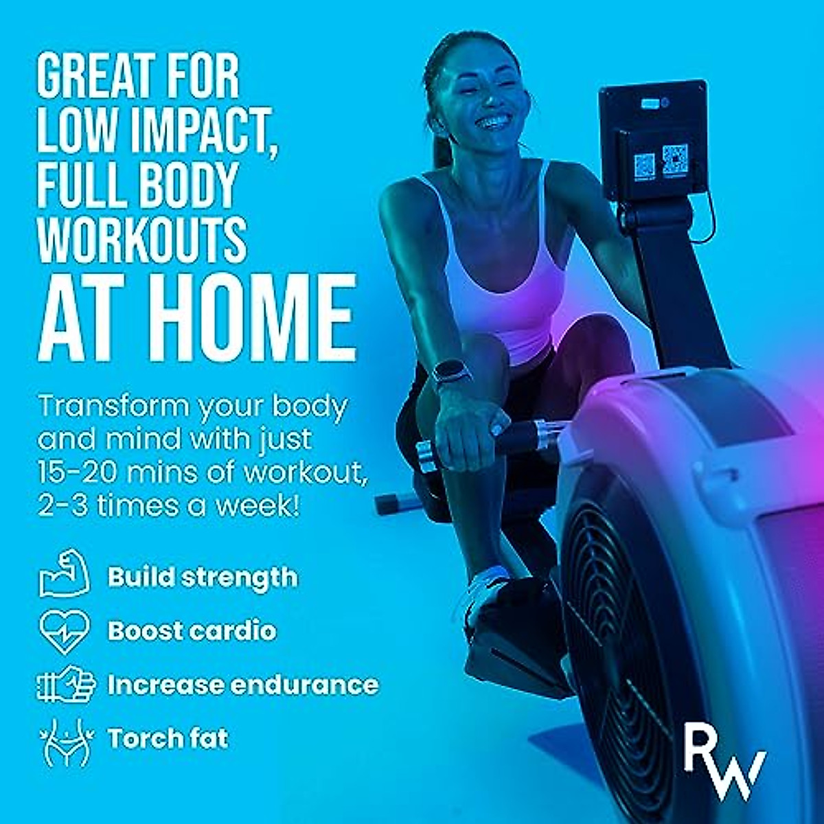 Row Warrior Air Rowing Machine | Foldable Gym-Quality Rower Machine for Home Gym | 10- Damper Levels Cardio for Full-Body Workout | for Home Use with LED-Monitor