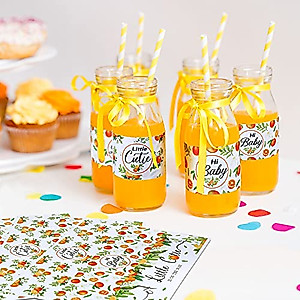 48 Pieces Little Cutie Baby Shower Water Bottle Labels Orange Water Bottle Wrapper Stickers Party Favors Decorations for Boy Girl Baby Shower, 3 Styles (Cute Style)