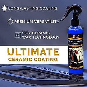 IBIZ Ultimate Ceramic Coating Car Wax - Spray Wax Paint Sealant - SiO2 Advanced Technology For Unparalleled Shine & Protection
