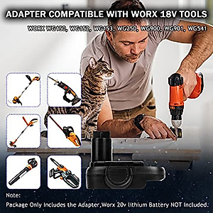 WA1820 for Worx Adapter 18/20V Li-ion Battery to 18V NI Cordless Power Tool WA3127 WA3152 WG150 WG152 WG250 WG541 WG900 WG901（not Battery）