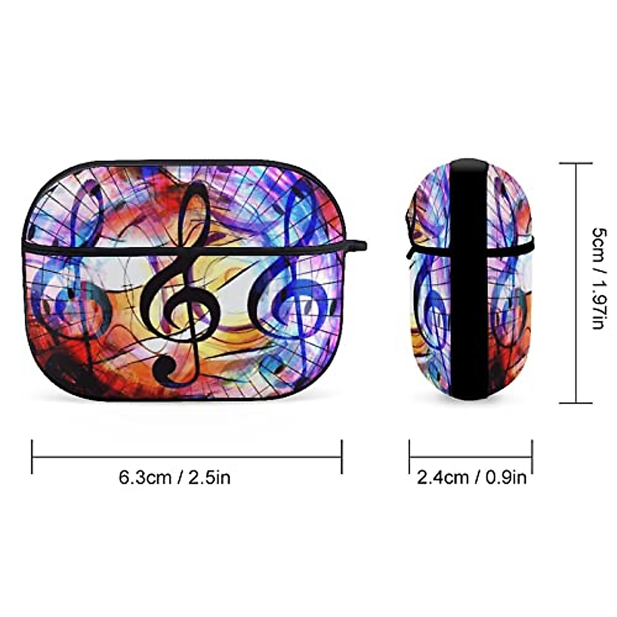 Dream Music Notes Airpods Pro Case Bluetooth Fashion Portable Shockproof and Anti-Scratch Headphone Charging Case Protective Case for Airpods Pro with Keychain Chain Gift Unisex