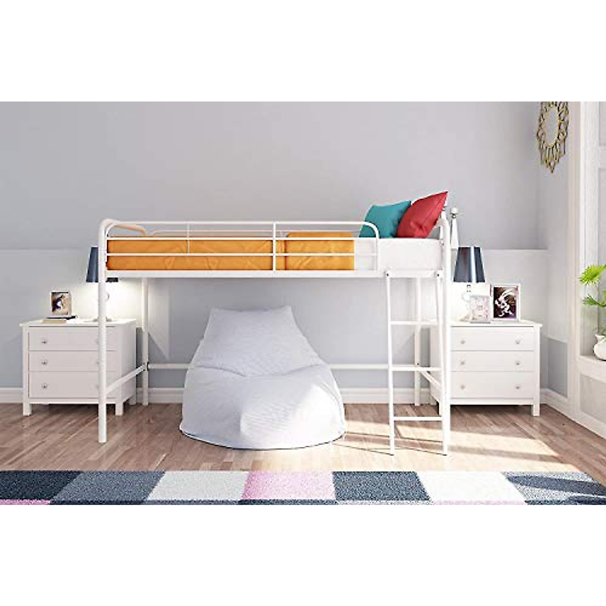 DHP Jett Junior Twin Metal Loft Bed, White