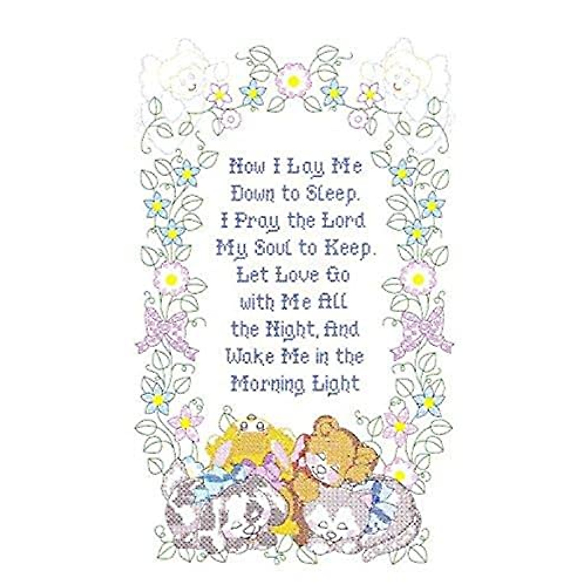 Jack Dempsey Needle Art 406042 Crib Quilt, Top Now I Lay Me Down to Sleep, 40-Inch by 60-Inch, White