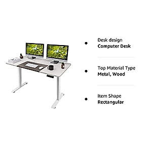 Homall Electric Height Adjustable Standing Desk 55 x 28 Inches Computer Desk Stand Up Home Office Workstation Desk T-Shaped Metal Bracket Desk with Wood Tabletop and Memory Settings （White）