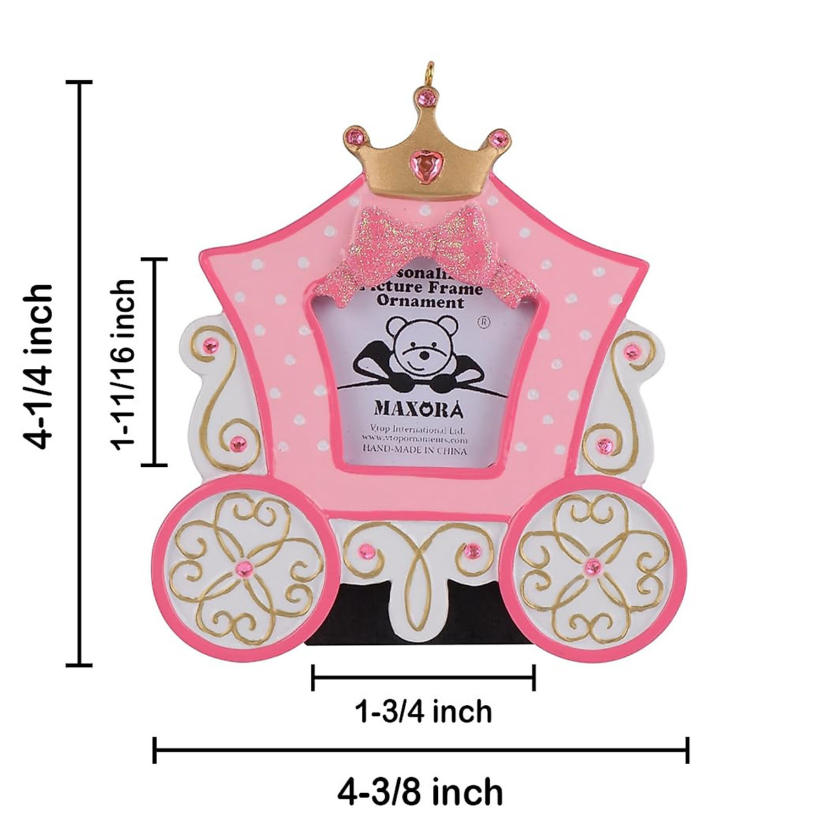 Personalized Baby Photo Frame Christmas Tree Ornament - Baby Girl Princess Carriage Ornament - Pink Baby Ornament - Unique Keepsake Gifts for Girl, Grandkid, Daughter