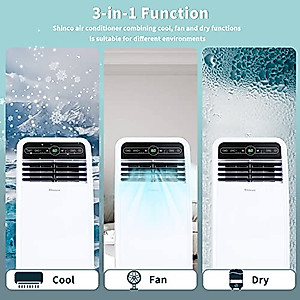Shinco 8,000 BTU Portable Air Conditioner, Portable AC Unit with Built-in Cool, Dehumidifier & Fan Modes for Room up to 200 sq.ft, Room Air Conditioner with Remote Control, 24 Hour Timer, Installation Kit