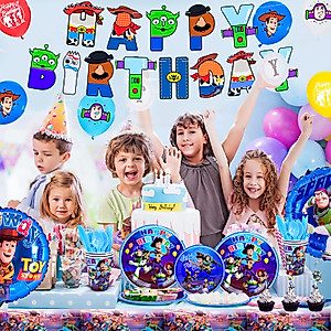 Toy Story Birthday Party Supplies,167pcs Toy Story Party Decorations&Tableware Set-Toy Story Birthday Decorations Balloon Banner Plates Cups Tablecloth etc Toy Story Themed Birthday Party Supplies