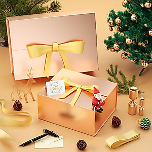 RYDDOY Gift Box, 9x7x4 inch Rose Gold Gift Box with Magnetic Lid for Presents Contains Card, Ribbon, Collapsible Small Gift Box for Bridesmaid Proposal, Wedding, Birthdays, Valentine Day, Christmas