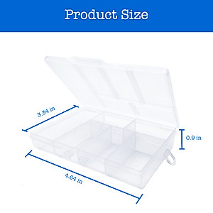 TeTeBak Plastic Organizer Box with Dividers - 2 PCS Small Plastic Container with Compartments, 6 Compartment Storage Box, Plastic Travel Organizer Box, Craft Storage Box, Jewlwey Organizer Container