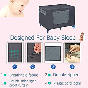 QXSMAHP Pack N Play Blackout Cover Crib Blackout Cover Stretchy Breathable Pack N Play Cover for Baby Provide More Cozy Dark Sleep Space (Black)
