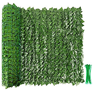Whonline 98.4 X 39.4in Artificial Ivy Privacy Fence Screen, Expandable Faux Privacy Fence, Fake Ivy Leaves Hedge with 30pcs Zip Ties for Outdoor Apartment Decor