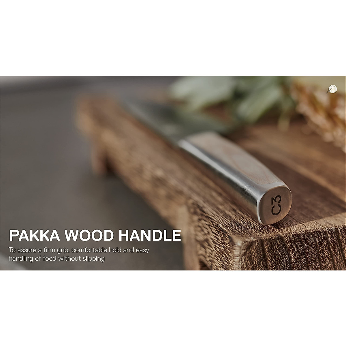 Everdure German Steel Professional Chef Knife, 8 Inch Knife with Titanium Coated Blade and Pakka Wood Handle, Perfect Kitchen Knife for Slicing or Dicing your Vegetables and Meat