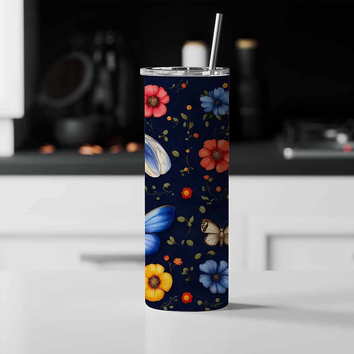 Medpol retro flower tumbler with lid and straw 20 oz insulated tumbler cups retro flower insulated travel coffee mugs for women cute sippy cups stainless insulated travel cups