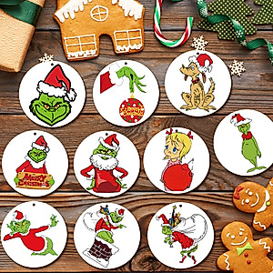 AMZFAVOR 10Pcs Christmas Tree Ornaments Set - 2023 Funny Christmas Decorations Wood Hanging Tree Ornaments for Christmas Holiday Tree Home Decoration