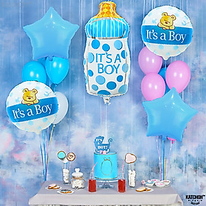 KatchOn, Its A Boy Balloons Set - Pack of 5 | Baby Boy Balloons | Baby Shower Balloons for Boy | Blue Baby Bottle Balloon, Welcome Baby Boy Decorations | It's A Boy Balloons, Baby Boy Foil Balloon