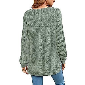 BZB Womens Tunic Tops to Wear with Leggings Oversized Puff Sleeve Winter Sweaters Green L
