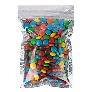 100 Pack Smell Proof Bags - 3x5 Inches Various Size Resealable Clear Ziplock Food Safe Holographic Rainbow Color