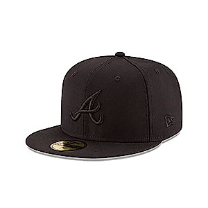 MLB Atlanta Braves Black on Black 59FIFTY Fitted Cap, 7 5/8