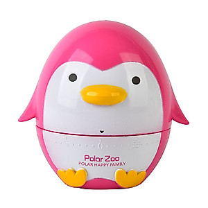 Golandstar Cute Cartoon Penguin Timers 60 Minutes Mechanical Kitchen Cooking Timer Clock Loud Alarm Counters Mini Size Manual Timer (Black)