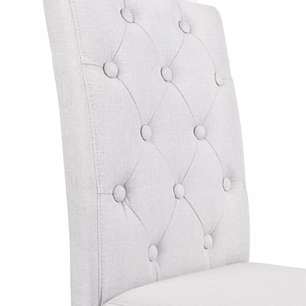 FurnitureR Dining Chairs Set of 4, Wooden Armless Kitchen Chair with Solid Rubber Wood Legs High-Back Dining Room Chairs with Upholstered Padded Cushion, White