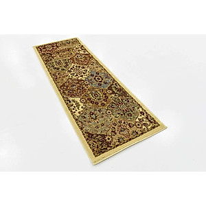 Unique Loom Voyage Collection Traditional Oriental Classic Intricate Medallion Design Area Rug, Runner 2' 2" x 6' 0", Ivory/Brown