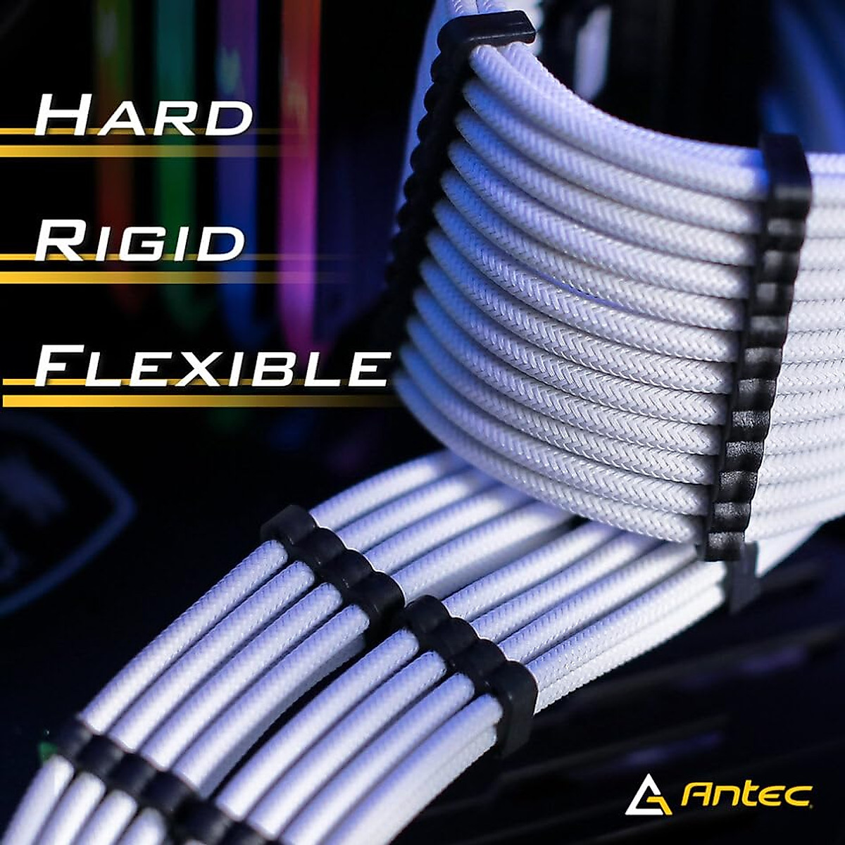 Antec Power Supply Sleeved Cable /24pin ATX /4+4pin EPS /8-pin PCI-E /6pin PCI-E PSU Extension Cable Kit 30cm Length with Combs, White