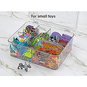 smartified Fridge Organizer Bin with Lid & Removable Dividers - Stackable Multipurpose for Teabags, Art & Crafts - Kitchen Pantry Refrigerator Freezer