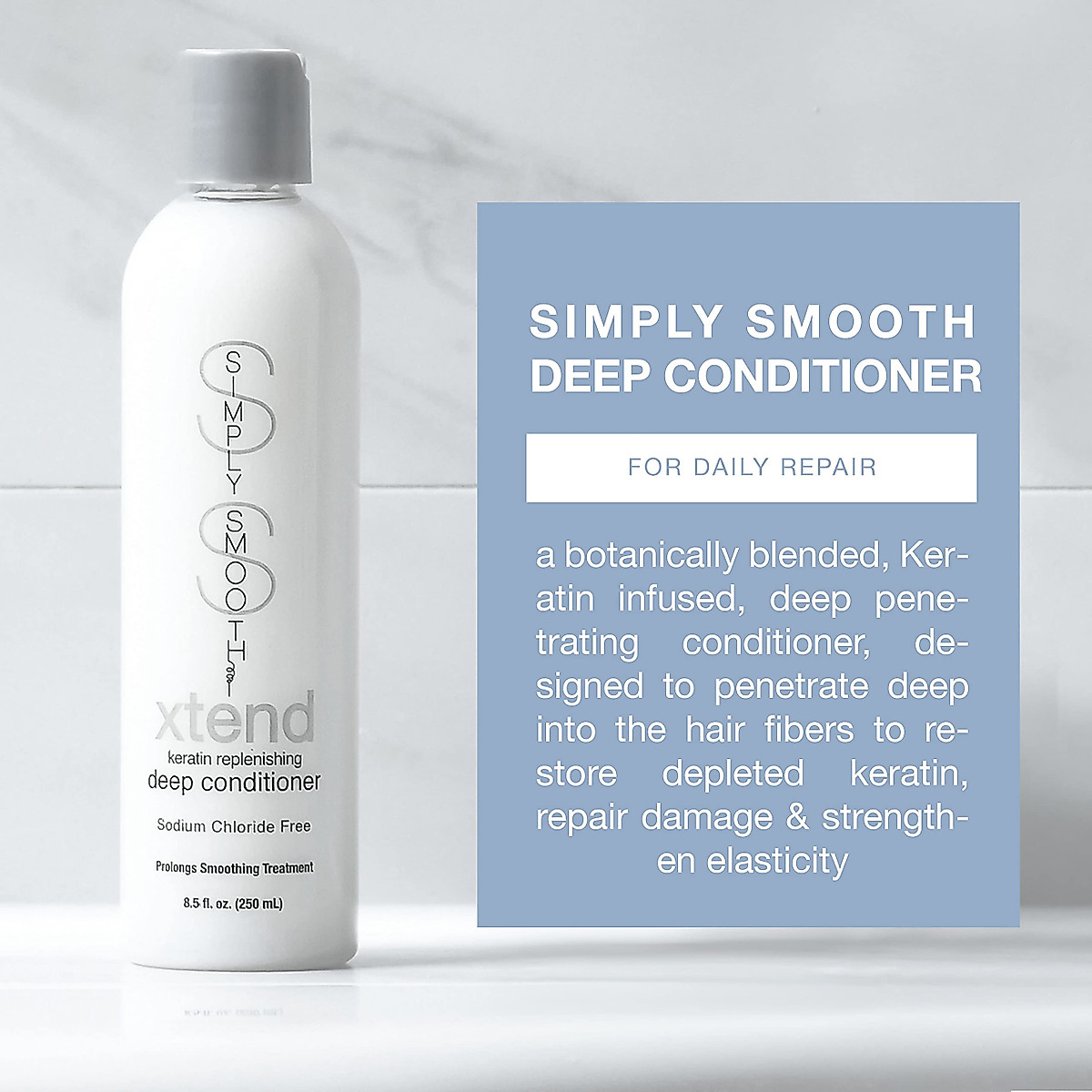 SIMPLY SMOOTH Xtend Deep Conditioner Lightweight Intense Conditioning Treatment Create Extreme Softness Restore & Repair Damaged, Keratin Depleted Hair Hydrate Dry, Color Treated Hair 8.5 Oz