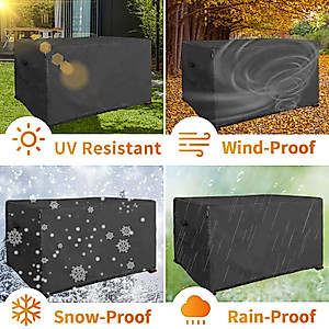 Fire Pit Cover Waterproof Deck Box Covers - Heavy Duty 600D Fire Table Cover Rectangle Patio Outdoor Furniture Cover 44×28 inch, Black