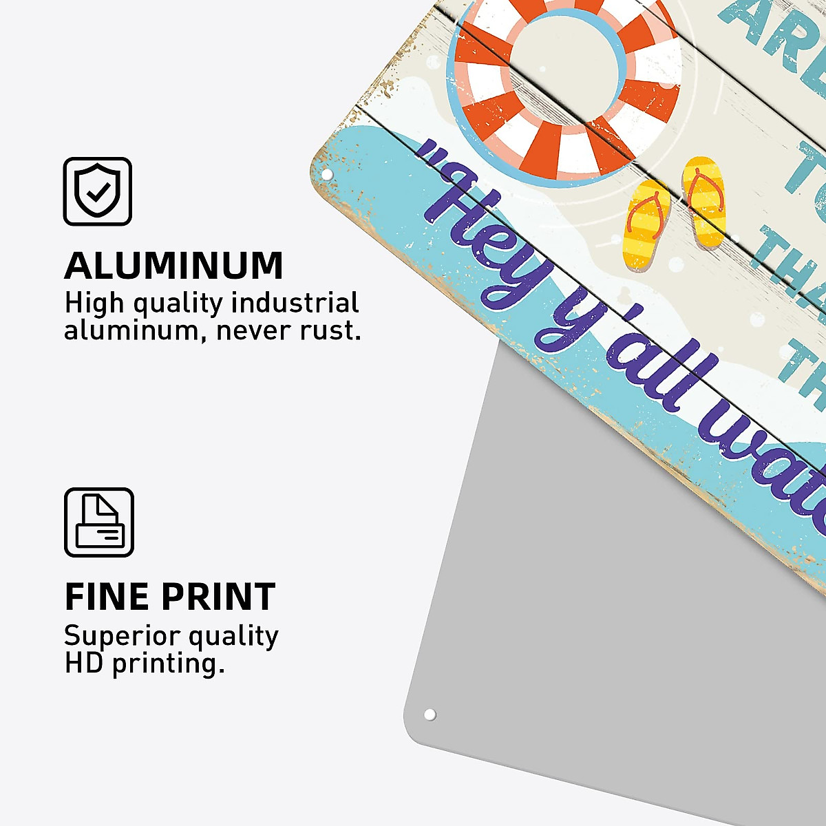 Rousen Pool Decor Sign, Pool Decorations Outdoor, Perfect for Beach, Home, Bar, Pool Deck, and Backyard Walls, Metal Sign Dimensions are 12x8 Inch, 4 Holes for Easy Hanging - Pool Rules