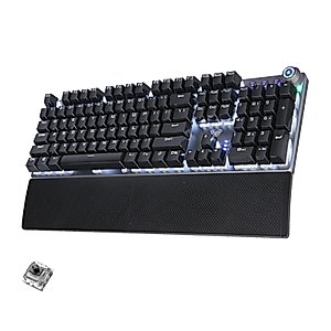AULA F2088 Mechanical Gaming Keyboard, with Ergonomic Wrist Rest, Multimedia Control Knob, 22 Backlight Modes, Full Size USB Wired Computer Keyboards for Mac Laptop, Desktop (Black Switch)