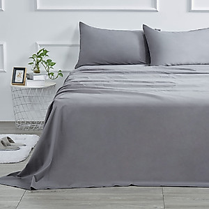 Best Season 400 Thread Count Cotton Queen Size Sheet Set (Gray Color) 4 Piece - 100% Long Staple Cotton Sheets Set, Soft Cotton Bed Sheets Sets with Deep Pocket fit Upto 16 inch