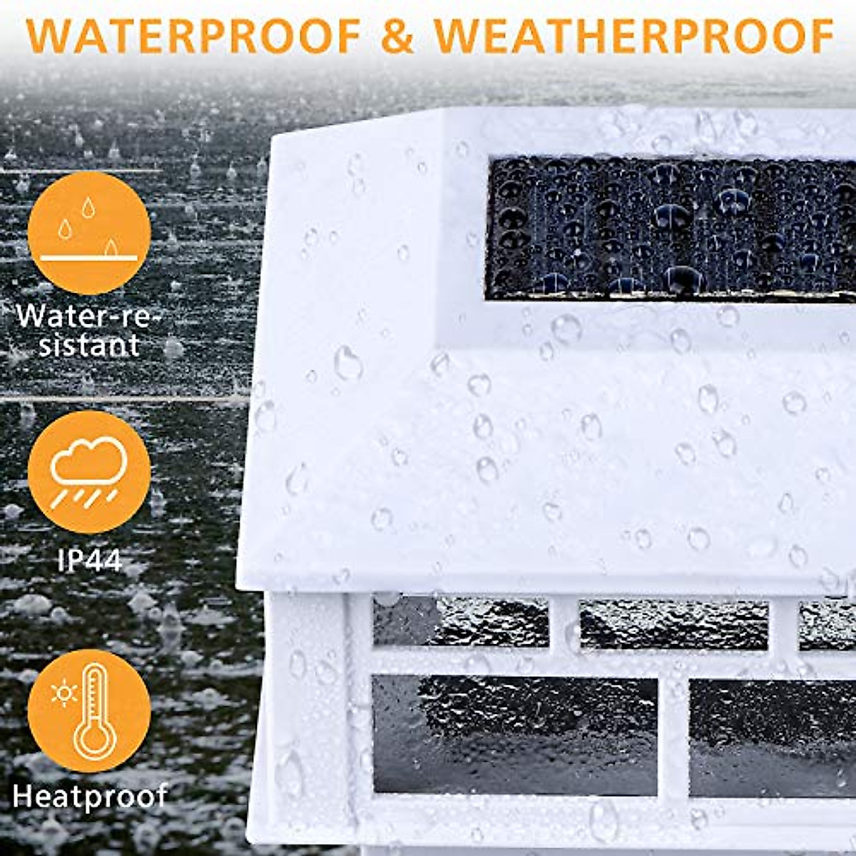 POWGDLT Solar Post Cap Lights Outdoor 20 Lumen Double LED Fence Post Solar Powered Waterproof Light for 4x4 or 5x5 Wood Posts in Patio, Deck or Garden Decoration,8 Pack (White)