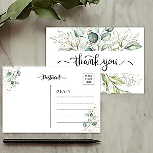 EKSPLODI 50 Thank You Postcards, Rustic Greenery, Thank You Note Card for Weddings, Receptions, Baby or Bridal Showers, Birthdays, Parties,Holiday, Retirement.