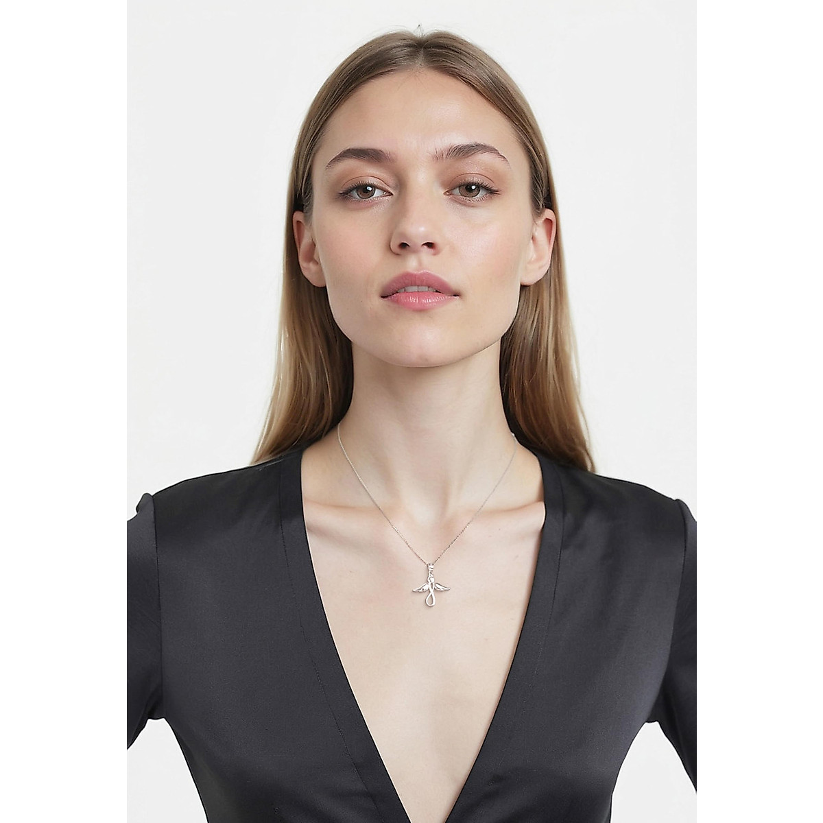 Sofia Milani - Solid 925 Sterling Silver Necklace for Women - with Zirconia Stones - Guardian Angel Pendant - 50157