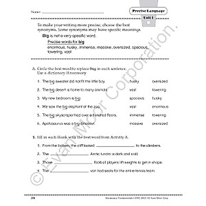 Vocabulary Fundamentals, Grade 3