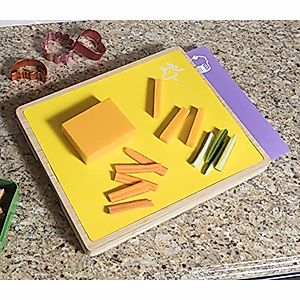 Lipper International 8889 Bamboo Wood Cutting Board with 6 Removable Color-Coded Cutting Mats, 16" x 13" x 1"