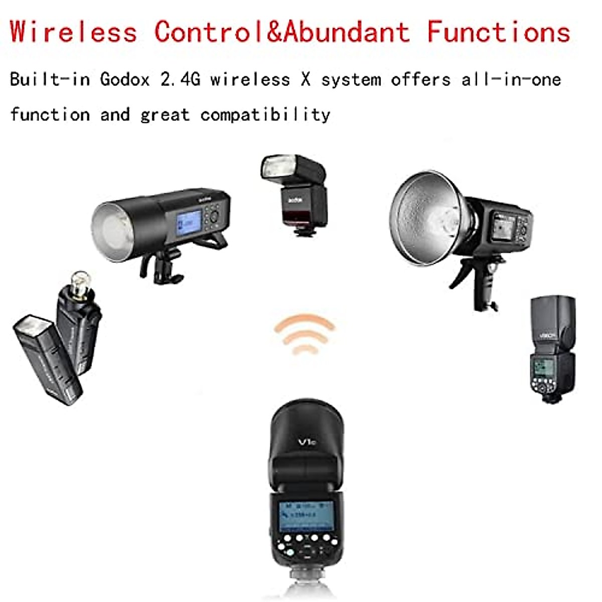 Godox V1 V1-S V1S Round Head Camera Flash for Sony Flash Speedlight Speedlite Light,76Ws 2.4G TTL1/8000 HSS,480 Full Power Shots,1.5s Recycle Time,2600mAh Li-ion Battery,10 Levels LED Modeling Lamp
