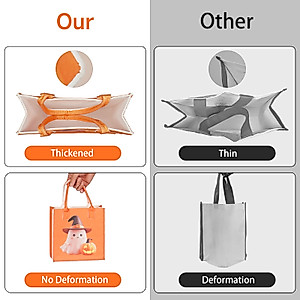 JIWINNER 3PCS Halloween Treat Bags for Candy - 8×8×4“ Halloween Bags with Handles - Reusable Halloween Candy Bags - Durable Halloween Bags for Trick or Treat