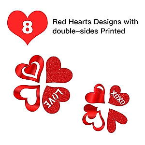 40 PCs Valentine's Day Glittering Red Heart Hanging Decoration, Foil Red Hearts Ceiling Ornaments for Engagement, Wedding, Anniversary, Bridal Shower, Mother's Day, Anniversary Party Decor Supplies