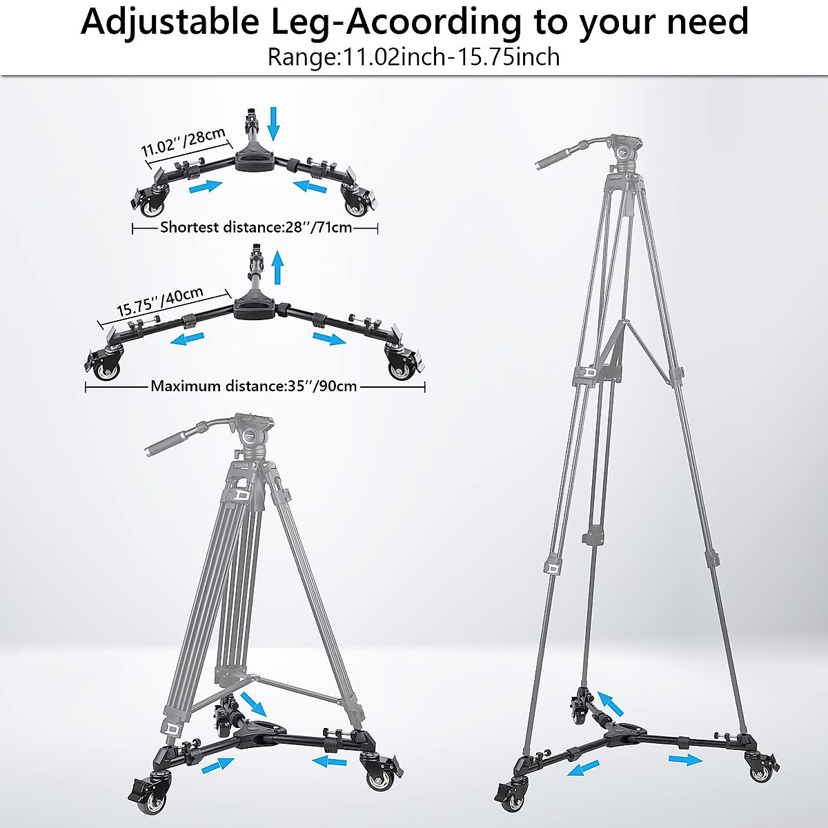 Video Tripod with Heavy Duty Tripod Dolly ARTCISE Professional Heavy Duty Tripod for DSLR Cameras Video Camcorders, Load Capacity Up to 20 Pounds …